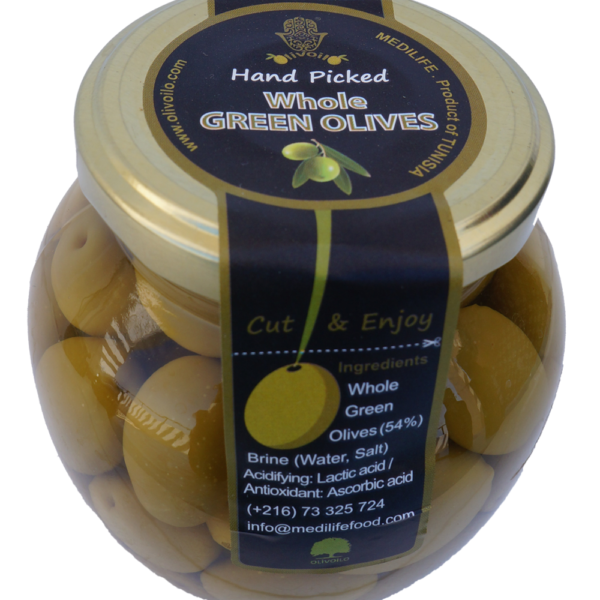 Whole Green Olives - MedilifeFood Premium Table Olives